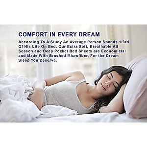 RUVANTI Silky Soft Queen Sheet Set - 4 Pieces Luxury Sheets for Queen Size Bed - All Season Breathable Bed Sheets - 15" Deep Pocket Snug Fit Sheets - Cozy & Comfy Hotel Sheets - Blue Floral