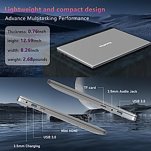 KurieTim Laptop Computer 8GB DDR4 256GB SSD Quad-Core Intel Celeron J4105(Up to 2.5GHz), 14.1 inch 1080P FHD Traditional Laptops, WiFi, Webcam, USB3.0, Mini HDMI, Windows 11 Pro