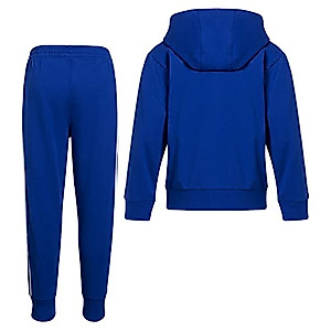 adidas Boys Zip Front French Terry Hooded Jacket and Joggers Set, Team Royal Blue, 18 Months