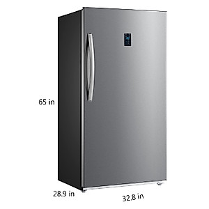 SMETA Upright Freezer Convertible Refrigerator|Freezers Garage Ready Standup Frost-Free Fridge Deep Freezer 18 Cuft Full Size with Tempered Glass Shelves SS