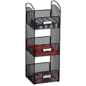 Safco 3290Bl Onyx Breakroom Organizers, 3 Compartments, 6 X 6 X 18, Steel Mesh, Black