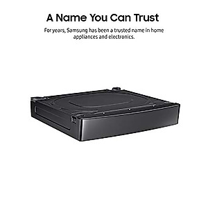 SAMSUNG 27” Wide Laundry Riser Pedestal Stand for 27” Wide Front Load Washer or Dryer, Lifts Machine 6”in Height, WE272NV/A3, Stainless Steel, Brushed Black