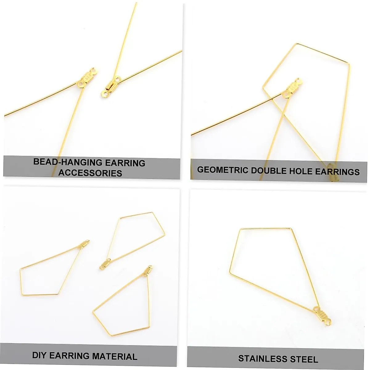 SEWOART Jewelry Making Earring Components 50pcs Stainless Steel Earring with Geometric Beading