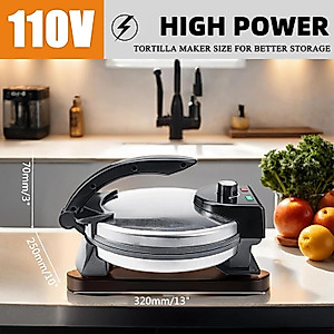 Generic Tortilla Machine Electric Tortilla Press Automatic Roti Maker Press Cast Iron Tortilla Press Rotis Press Taco Tortilla Press, regular, black