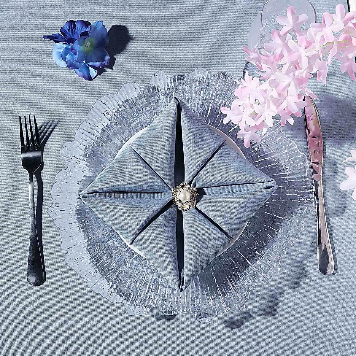 Tableclothsfactory 6 Pack 13" Round Clear Acrylic Reef Charger Plates Ruffled Rim Dinner Charger Plates For Weddings Events