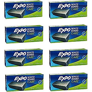 EXPO 81505 Block Eraser Dry Erase Whiteboard Board Eraser, Soft Pile, 5 1/8 W x 1 1/4 H - Pack of 8
