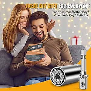 MulWark Super Universal Socket Tools for Men - (7-19 MM) Socket Set with Power Drill Adapter Gadgets for Men Women Birthday Gift for Dad Husband