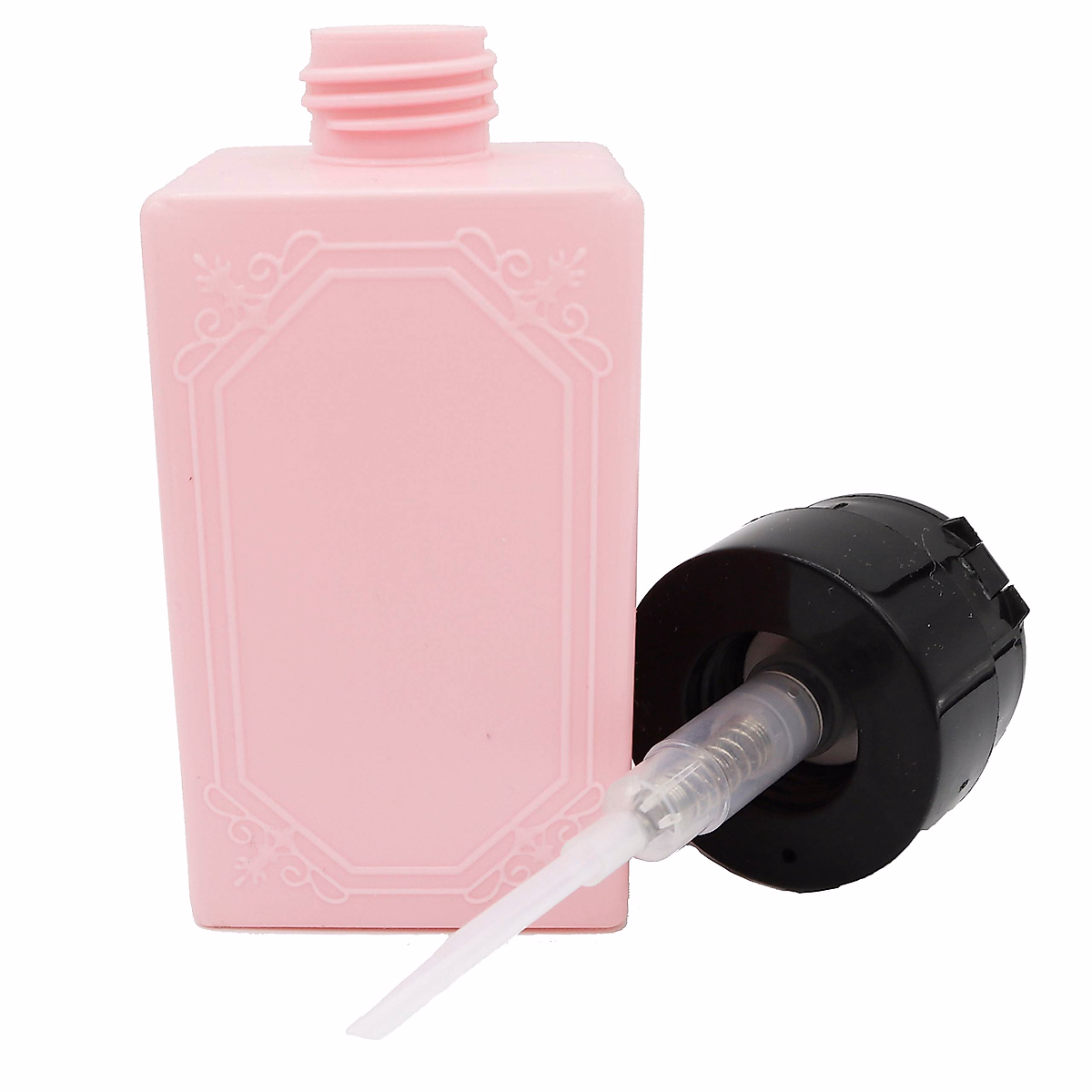 naildrobe 2 PACK One- Touch Pump Dispenser Bottles for Acetone, Rubbing Alcohol, Toner, Makeup Remover, etc (includes 2 colors, total 2 Pack)