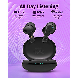 autrebits Wireless Earbuds iOS/Android, Earbuds 26H Playback Bluetooth 5.2 Headphones in Ear Lightweight with Powerful Sound Charging-case Eartips IPX4 Waterproof for Workout Relaxing, Black