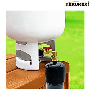 KERUKEXI Propane Refill Elbow Adapter with On/Off Control Valve 90 Degrees Fitting Adapter Coupler From QCC1 Type1 Connection to 1 LB Tank Cylinder for RV Camper BBQ Gas Grill
