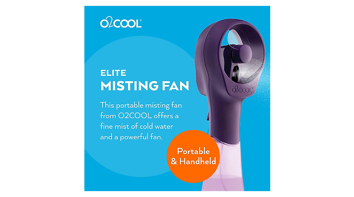 O2COOL Elite Handheld Water Misting Fan - Portable & Rechargeable