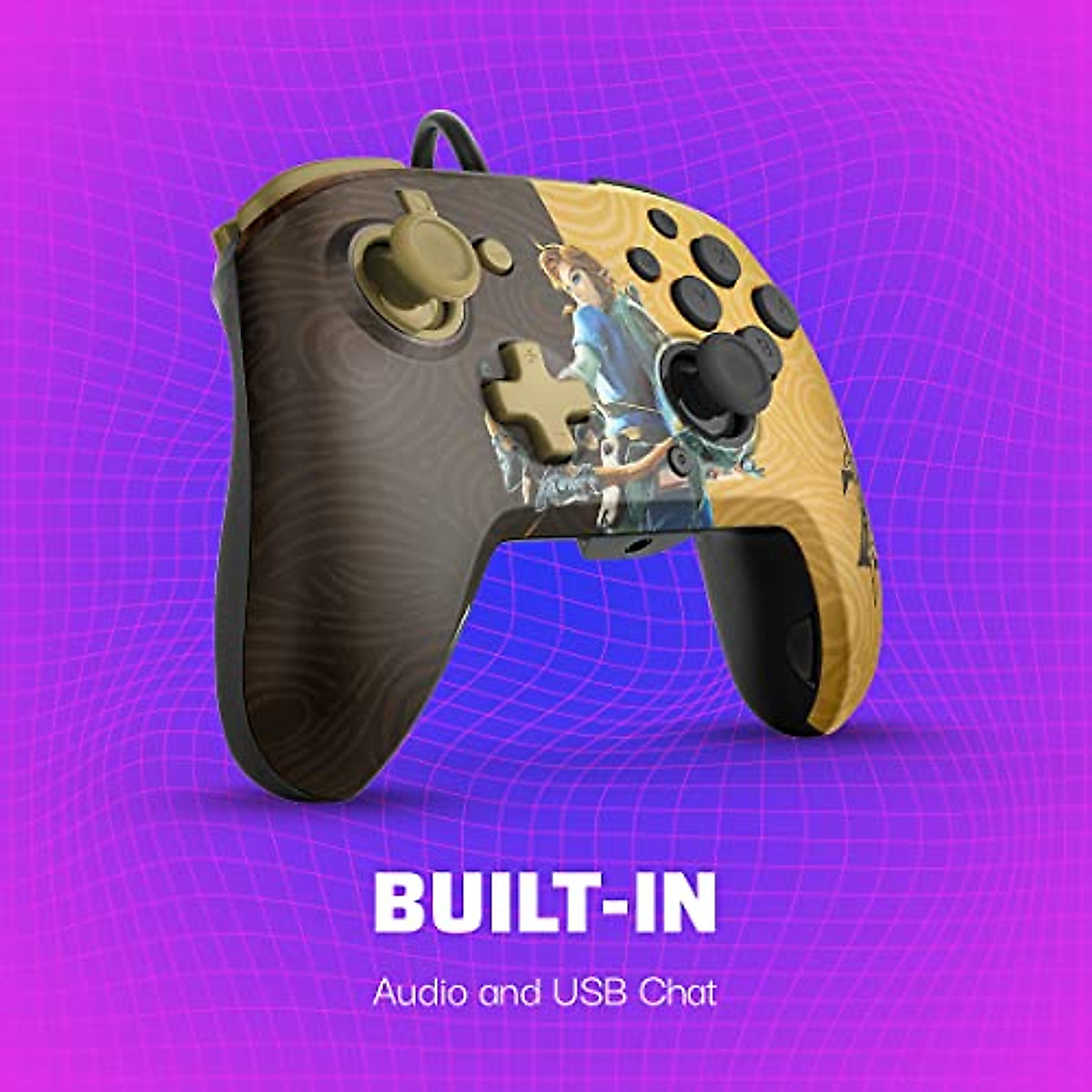PDP REMATCH Enhanced Wired Nintendo Switch Pro Controller, Switch Lite/OLED Compatible (Zelda Breath of the Wild Gold/Black)