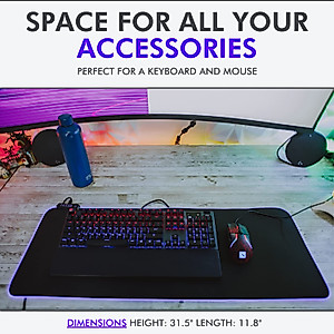Tilted Nation RGB Gaming Mouse Pad Large - LED Extended Mousepad Desk Mat with 8 Adjustable Light Modes - Computer Mouse and Keyboard Pad - Non Slip Rubber Base, Easy to Clean Water Proof Surface