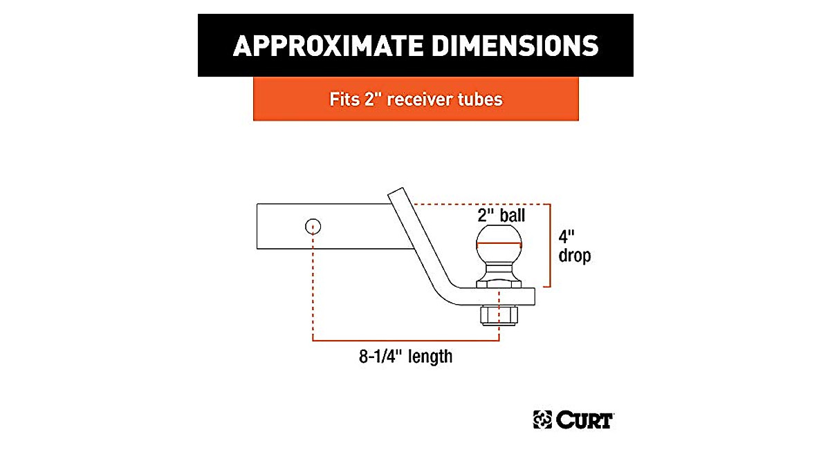 CURT 45554 Trailer Hitch Mount - Fits 2-In Receiver, 7500 lbs Capacity
