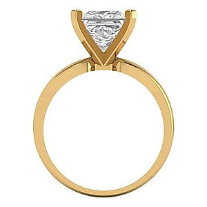 Clara Pucci 2.50ct Princess Cut Solitaire Moissanite Excellent Engagement Bridal Promise Anniversary Ring 18K Yellow Gold Size 5.75