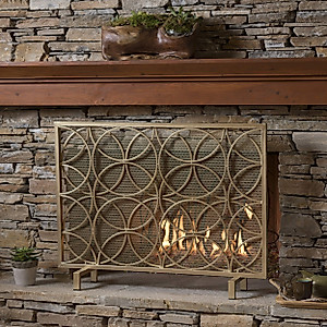 Christopher Knight Home Valeno Single Panel Iron Fireplace Screen, Gold