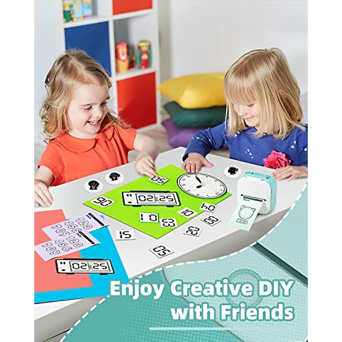 Memoking Label Makers - T02 Mini Portable Small Printer with 3 Rolls Paper, Sticker Printer Machine, Study Printer for Pictures, Photos, Journals, DIY, Compatible with Phone & Tablet, Green