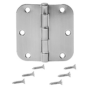 Amazon Basics Interior Door Hinge, Rounded, 3.5 x 3.5 Inch, Satin Nickel - Pack of 18