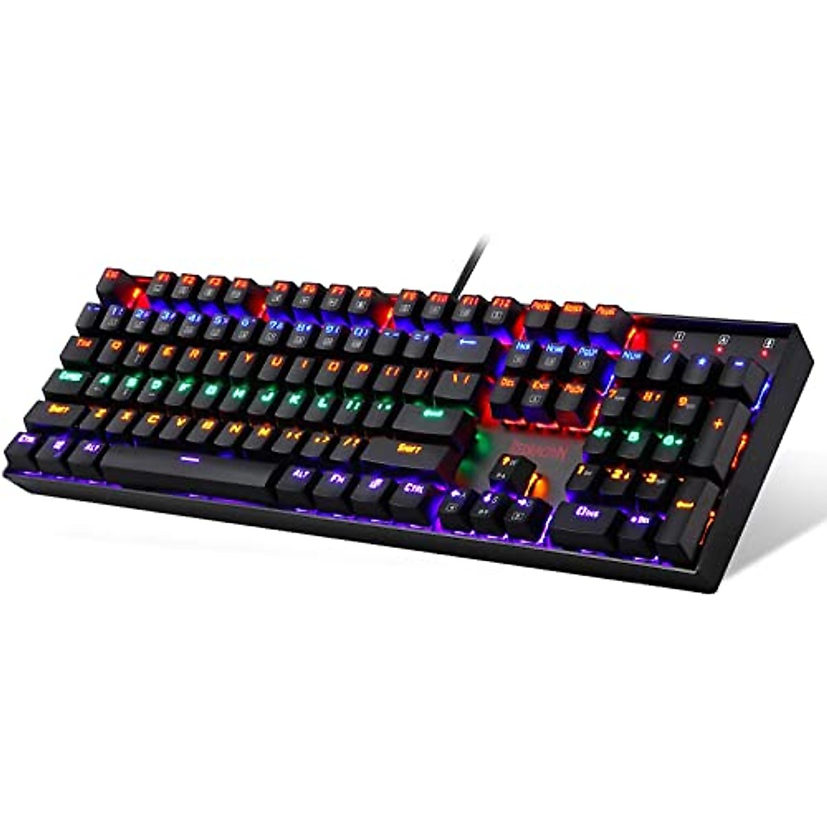Redragon K551 Mechanical Gaming Keyboard RGB LED Rainbow Backlit Wired Keyboard with Red Switches for Windows Gaming PC (104 Keys, Black)
