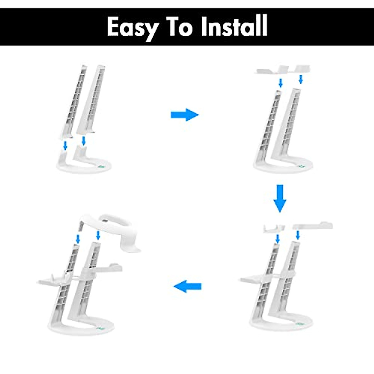 AMVR VR Stand for Quest 2, VR Headset and Touch Controllers Display Holder for Quest 2, PSVR 2, Quest, Rift, Rift S or Valve Index (White, Just VR Stand)