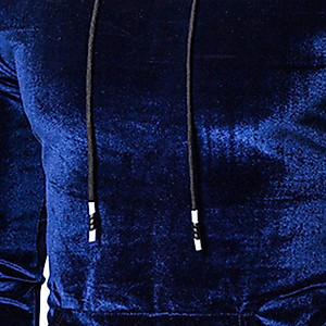 Maiyifu-GJ Men's Velvet Velour Slim Fit Hoodies Long Sleeve Drawstring Pullover Hoodie Lightweight Warm Hooded Sweatshirt (Dark Blue,3X-Large)
