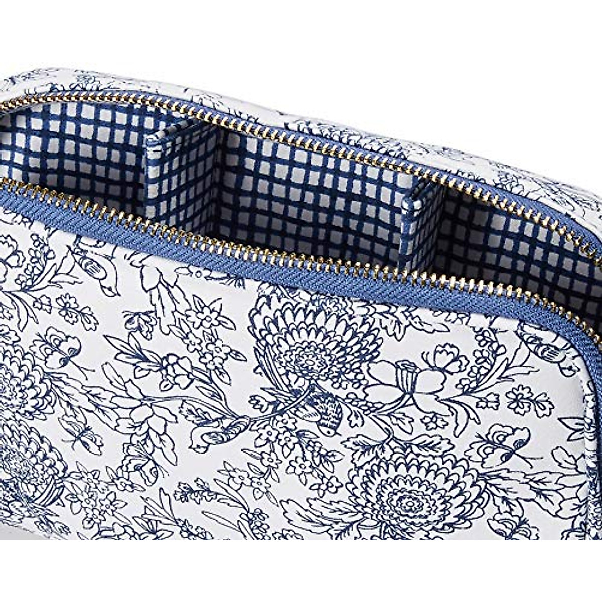 C.R. Gibson Blue Floral Travel Cable Organizer Case, 8.5" W x 8" H x 1.5" D (CCC-18692)