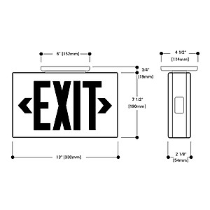 SURE-LITES LED Exit Sign, White Emergency Exit Light with Red or Green Letters, Single or Double Sided, AC Only, 120-277V
