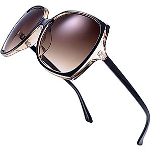The Fresh Women's Square Jackie O Hybrid Butterfly Fashion Sunglasses - Exquisite Packaging (727704-Crystal brown/Black paint, Gradient Brown)