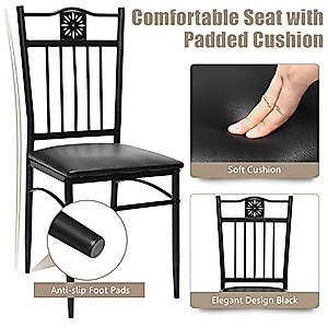 Tangkula 5 Pieces Dining Table and Chairs Set, Vintage Retro Wood Top Metal Frame Padded Seat Dining Table Set Home Kitchen Dining Room Furniture