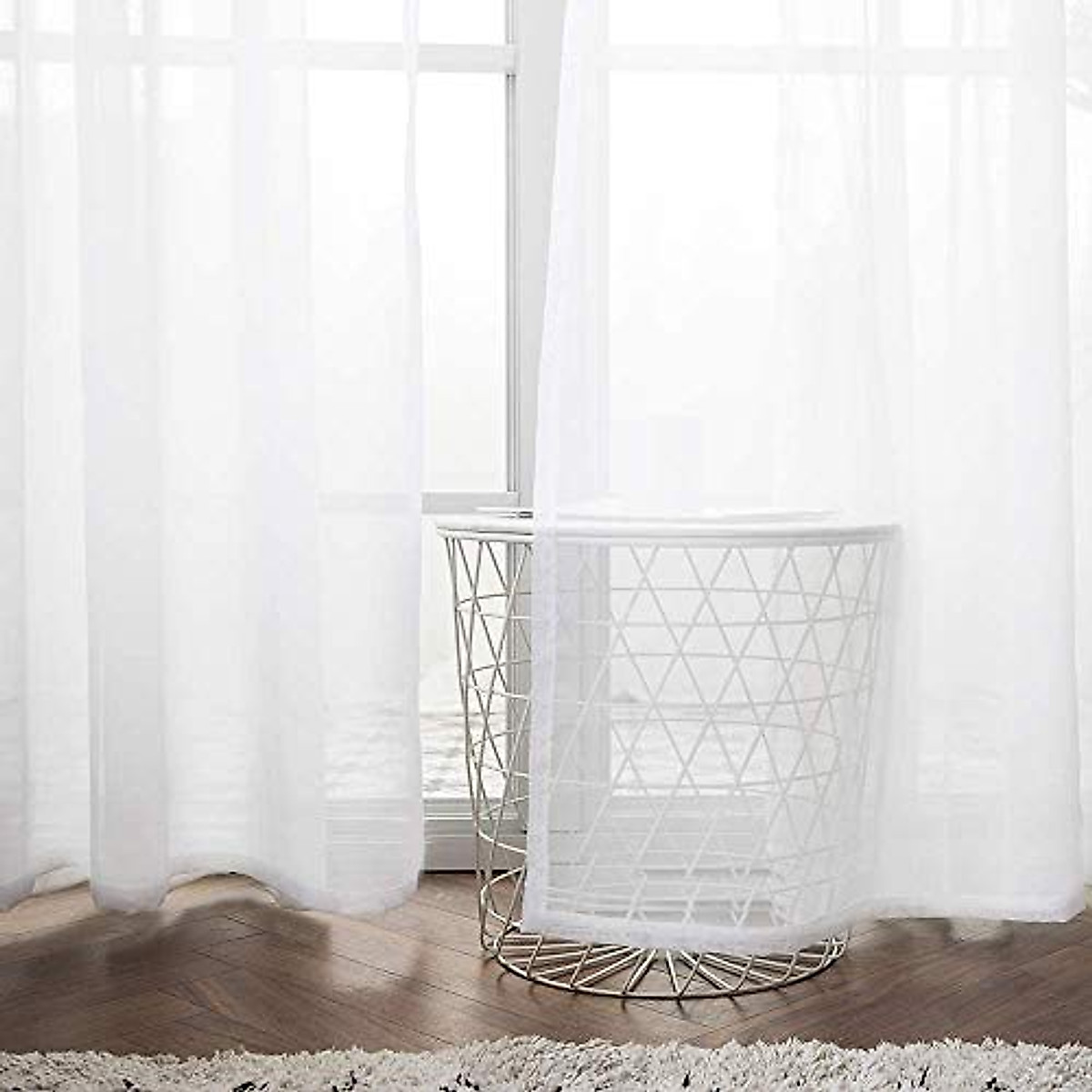 MIULEE 2 Panels Solid Color White Sheer Curtains Elegant Grommet Window Voile Panels/Drapes/Treatment for Bedroom Living Room (54X96 Inch)