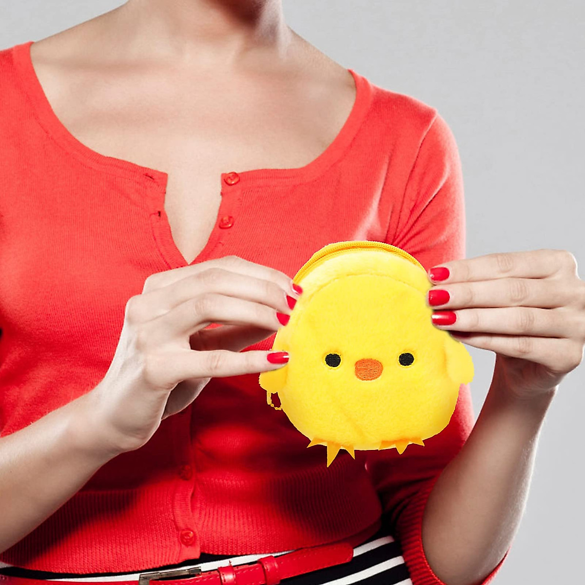 IMIKEYA 4pcs Coin Purse Plush Yellow Chick Change Purse Kawaii Charge Purse Cell Phone Wallet Christmas Party Favors Gifts