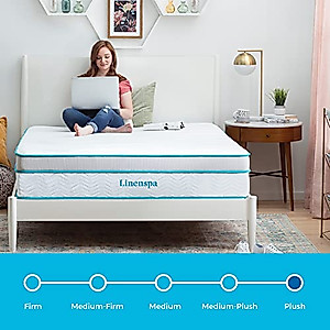 Linenspa 12 Inch Memory Hybrid-Edge Support-Quilted Foam Cover Mattress, Plush Mattress Queen