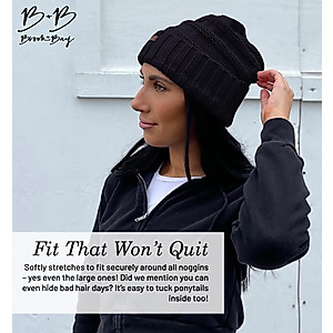 Brook + Bay Slouchy Beanie - Women's Winter Hats, Beanie Slouch Hats for Cold Weather, Oversized Beanie Knitted Hats for Women & Men Black