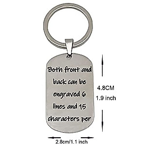 good goods Personalized Customize Inspirational Keyring Stainless Steel Dog Tag Name Keychain,Engraved Gift for Men Boys Boyfriend (Silver horizontal)
