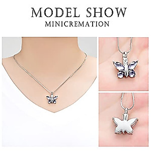 Butterfly Cremation Necklace for Ashes Memorial Keepsake for Beloved's Ashes Cremation Jewelry for Ashes Urn Pendants for Human Ashes Adult (Purple)