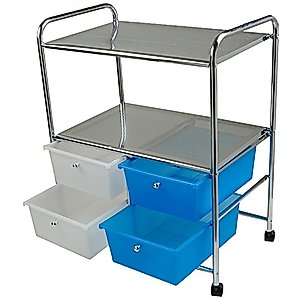 Mind Reader Rolling Utility Cart, 25 Inch, Silver 4 Drawer