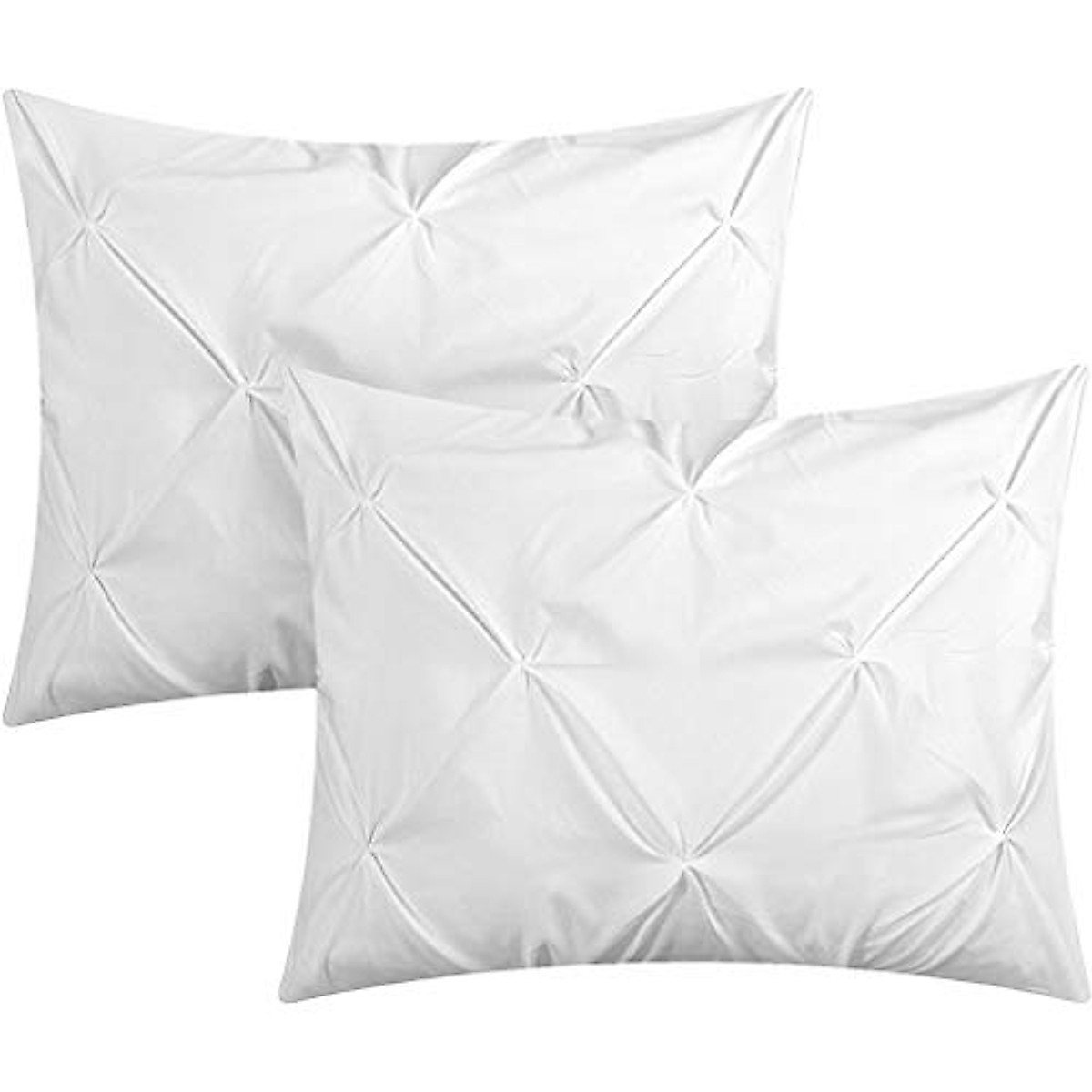 Chic Home Daya Cover Set Ruffled Pinch Pleat Design Embellished Zipper Closure Bedding, King Duvet, White
