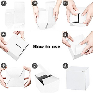 LaRibbons 20Pcs Recycled Gift Boxes - 6 x 6 x 6 inches White Paper Box Kraft Cardboard Boxes with Stickers Cotton String, Perfect for Party, Wedding, Gift Wrap