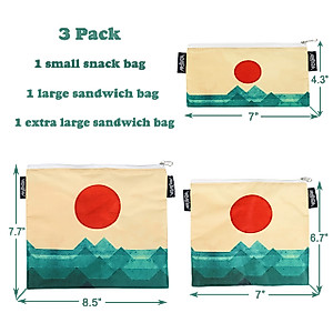 Artovida Artists Collective Lunch Baggies | Snack and Sandwich Bags with Zipper - Improved Dual Layer Design by Budi Kwan (Indonesia) The Ocean, the Sea, the Wave