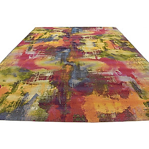 Unique Loom Outdoor Modern Collection Area Rug - Azera (10' x 12' 2" Rectangle, Multi/ Blue)