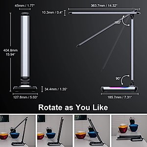 Yeslamp LED Desk Lamp with 10W Wireless and 24W USB-C Fast Charging, Ace RGB Dynamic, Natural Spectrum Desk Light,6 RGB Lighting Modes/Music Rhythm, Perfect for Gaming Setup, Live Video, Study, Home