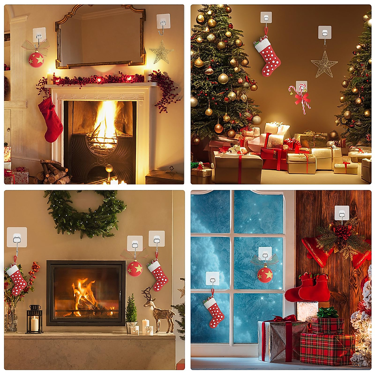 QCJ Large Adhesive Hooks 22Ib(Max), Waterproof and Rustproof Wall Hooks for Hanging Heavy Duty, Stainless Steel Towel and Coats Hooks to use Inside Kitchen, Bathroom, Home and Office, 8Pack