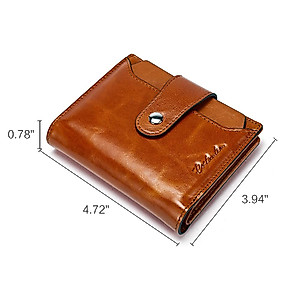BOSTANTEN Women Leather Wallet RFID Blocking Small Bifold Zipper Pocket Wallet Card Case Purses with ID Window Brown