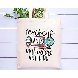 Teachers Can Do Virtually Anything – Shoulder Bag Shopping Bag Tote Bag Gift – Appreciation Gifts for Teachers - Birthday Christmas Back To School Gift For Teacher