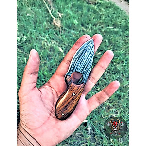 SDM Custom Handmade Hunting Knife Bush craft Knife Damascus Steel Survival Knife EDC 5'' Overall Walnut Wood With Sheath