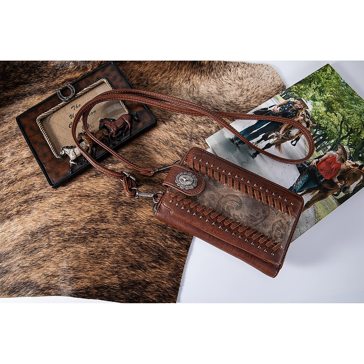 Montana West Crossbody Cell Phone Purse For Women Western Style Cellphone Wallet Bag Travel Size With Strap PHD-108CF