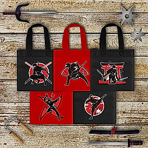 BANBALLON 20 Packs Ninja Party Favor Bags Birthday Non-Woven Gift Bags Reusable Ninja Goodie Gift Treat Candy Bags for Baby Shower Ninja Birthday Party Decorations (Ninja)