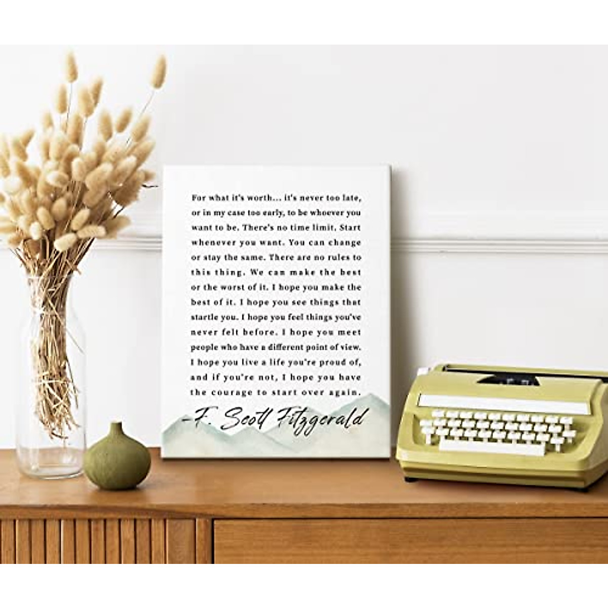 Canvas Wall Art Inspirational Motivational Quote Decor, F. Scott Fitzgerald - For What It's Worth- Canvas Prints Poster Wall Art for Men and Women Home, School & Office Under, Size 12x15