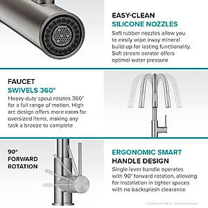 Kraus KPF-3104SFS Oletto Contemporary Pull-Down Single Handle Kitchen Faucet, 16.25 inch, Spot Free Stainless Steel