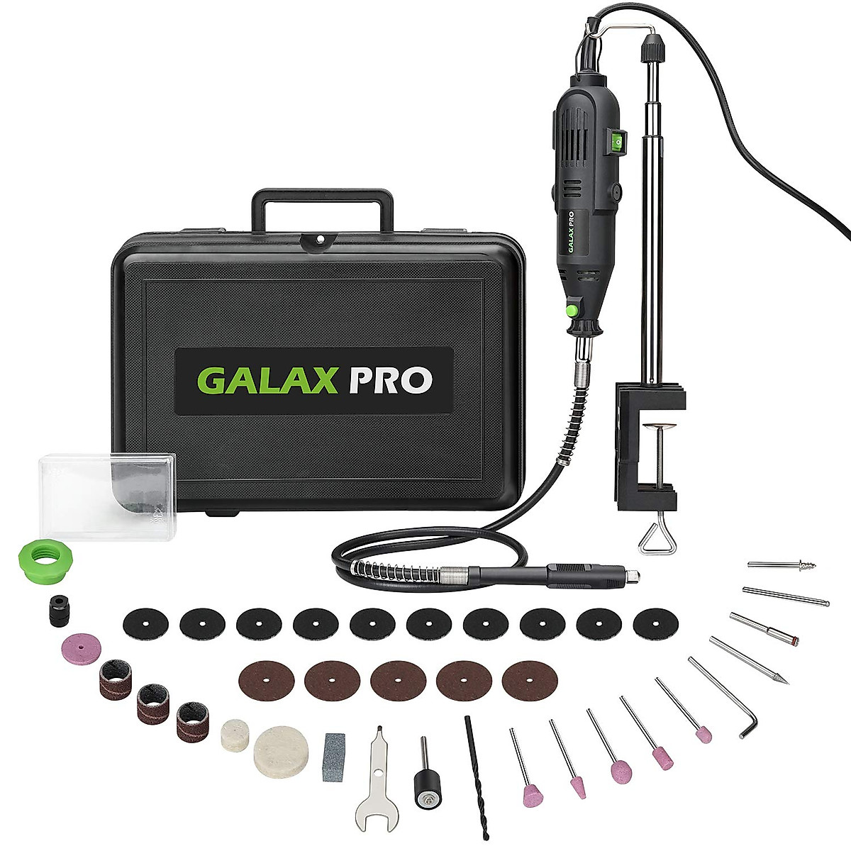 GALAX PRO 135W Rotary Tool Kit, Variable Speed 8000-32500rpm, 40 Accessories with Flex Shaft Ideal for DIY Creations, Craft Projects, Drilling, Cutting, Sanding, Polishing and Engraving